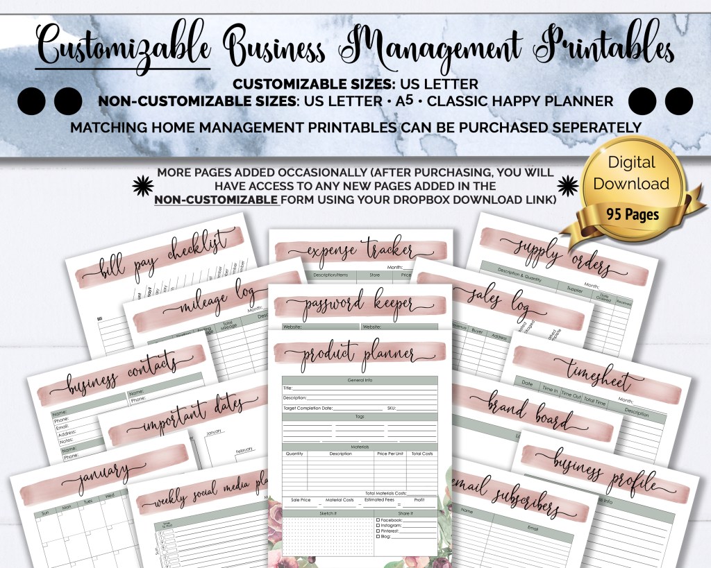 CUSTOMIZABLE Business Planner Printables (PP)